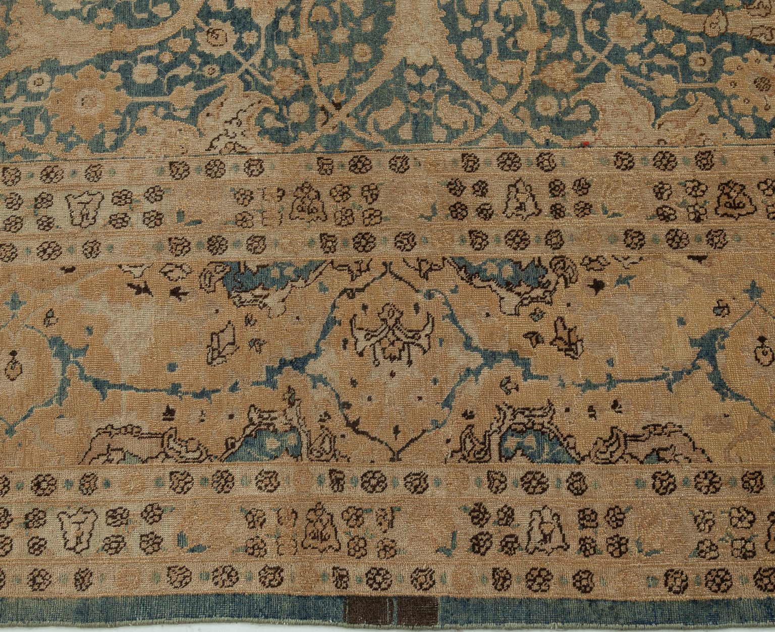 Antique Tabriz Persian Allover Floral Oversized Dusty Blue And Beige ...