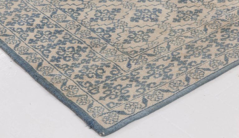 Early 20th Century Indian Agra Oriental Blue, White Handmade Cotton Rug ...