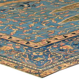 Authentic Indian Blue Garden Design Handmade Wool Rug , index: BB5490