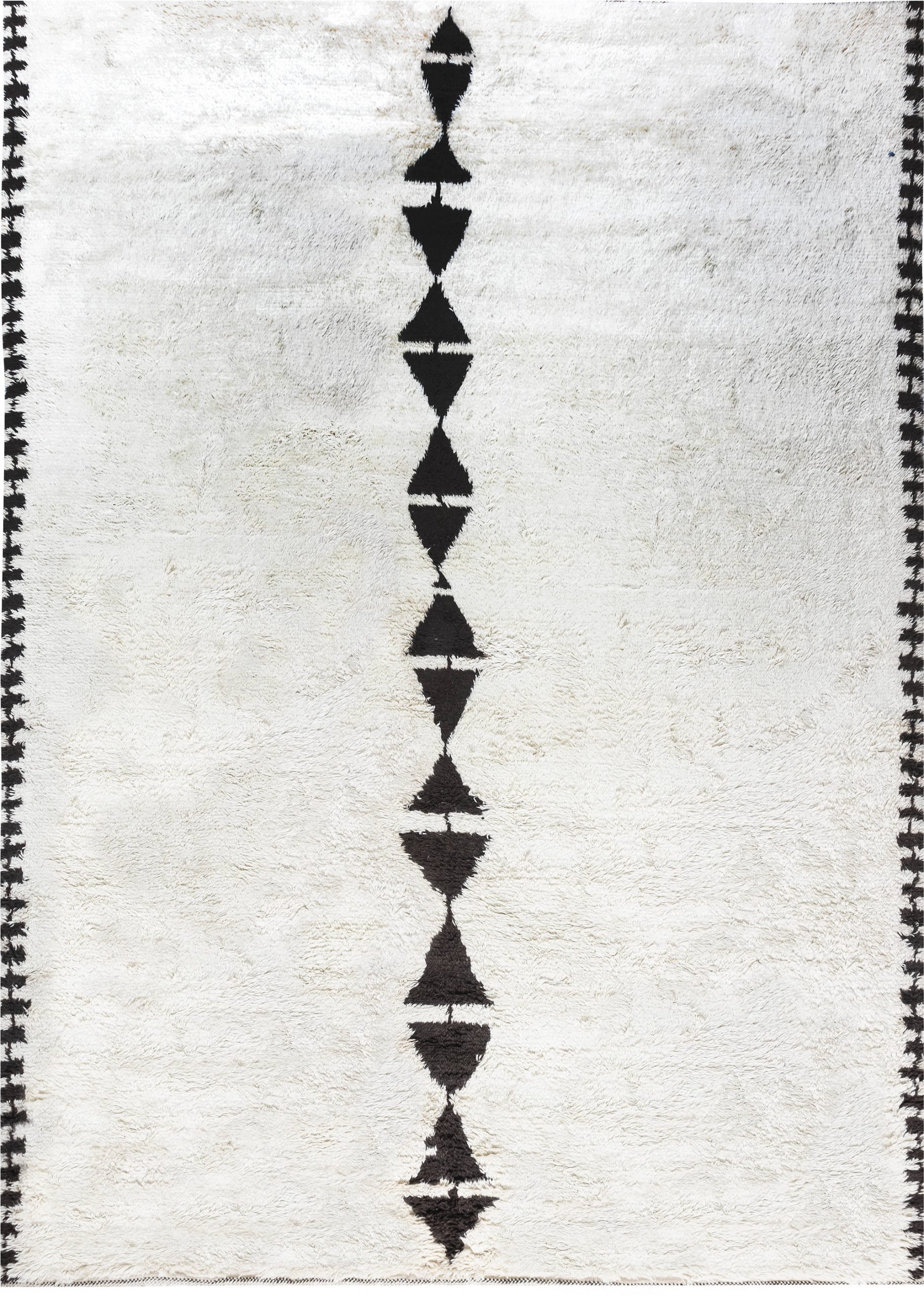Handmade Moroccan Wool Rug with Geometric Tribal Design , index: N12078